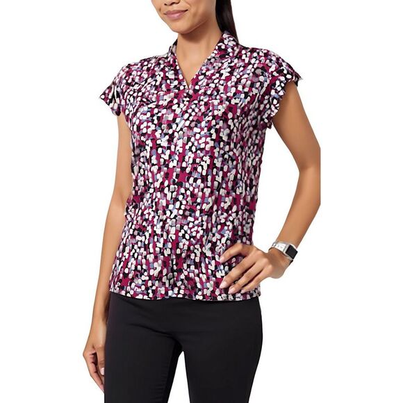 Kasper | Tops | Kasper Womens Purple Printed Polyester Blouse Nwt ...